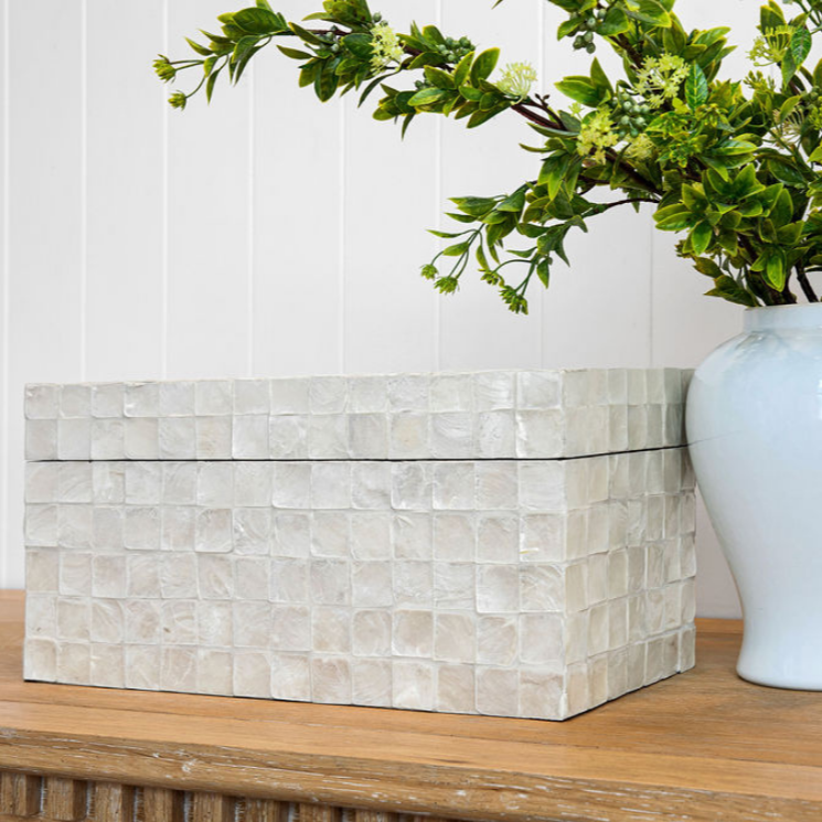 Buy Hamptons Square Large Neutral Mother Of Pearl Trinket Box