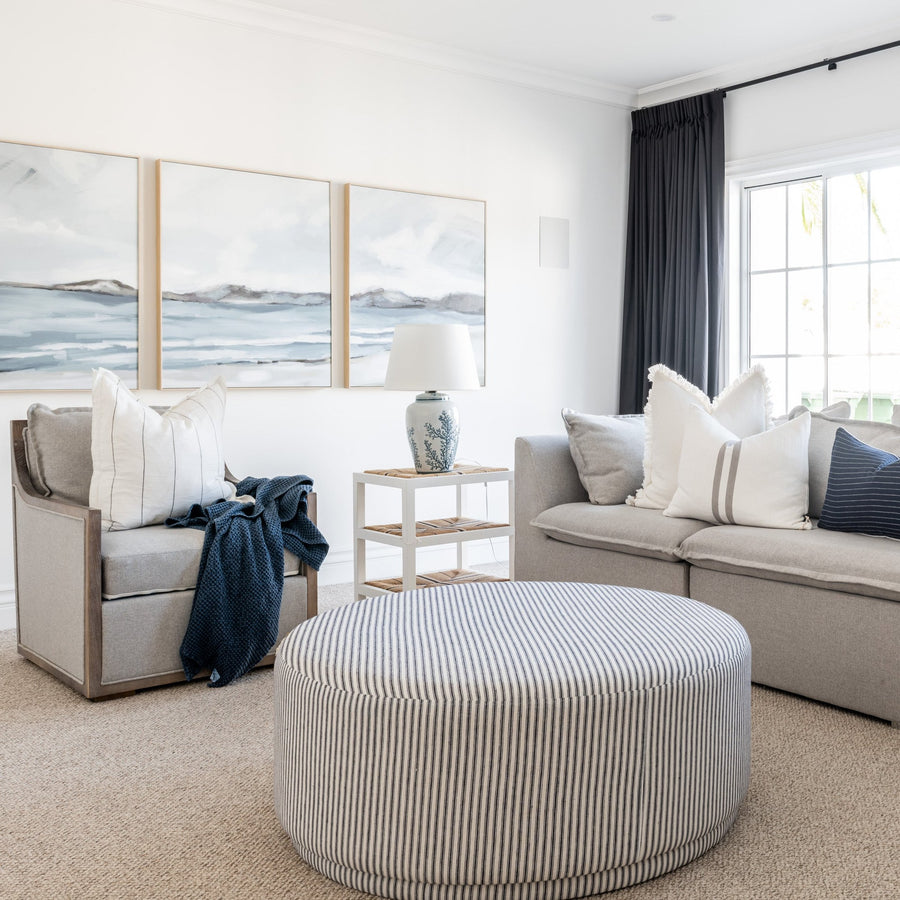 Buy Hamptons Justine Upholstered Round Large Ottoman