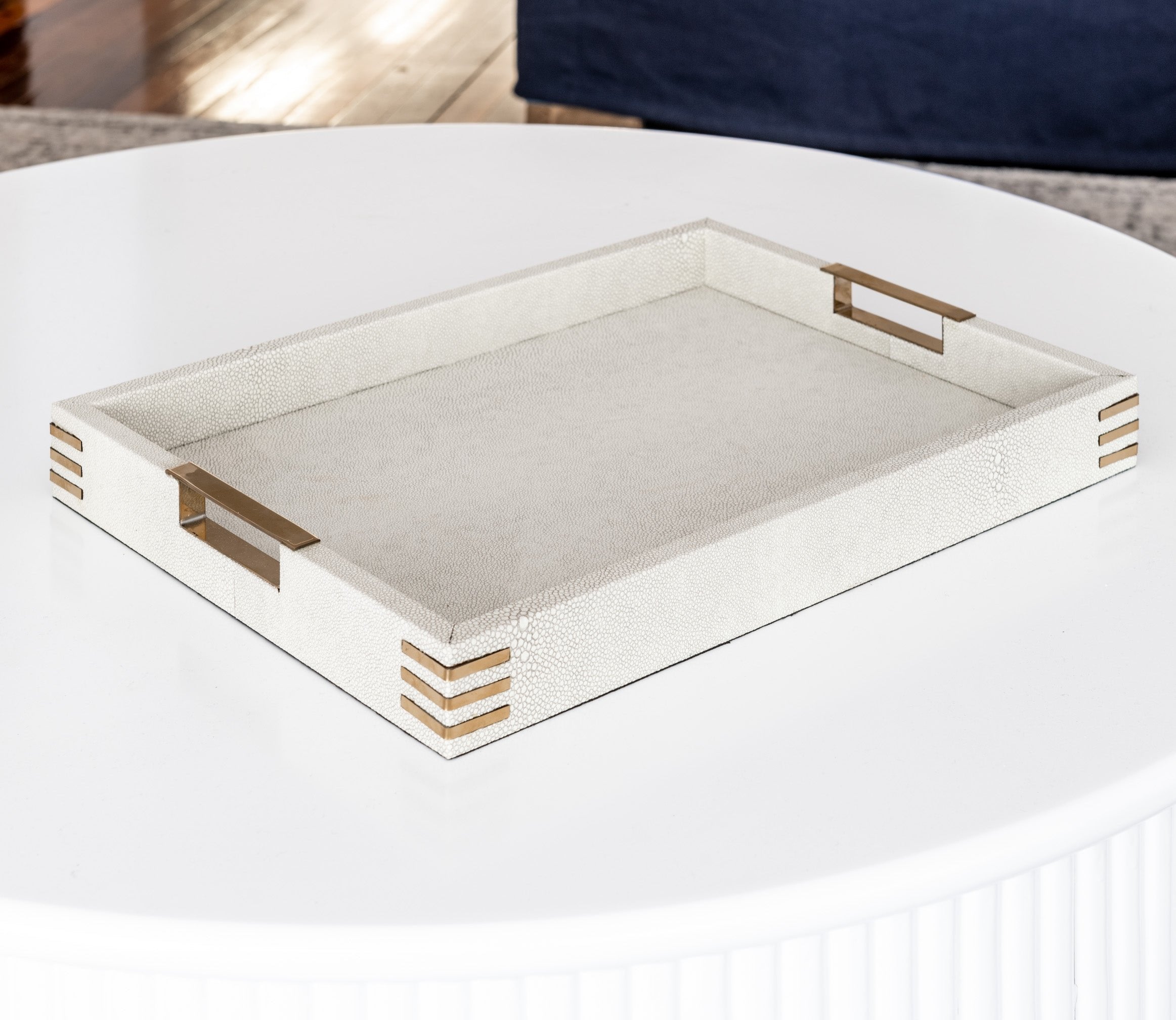 Buy Hamptons Leather Tray Beige Rectangle