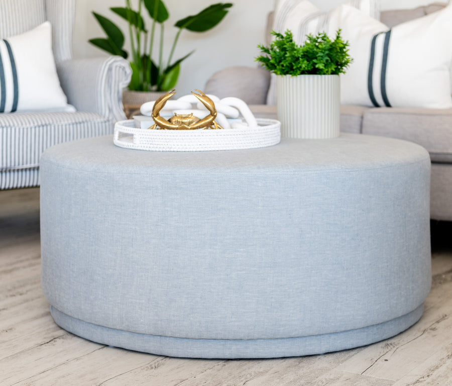 Buy Hamptons Justine Upholstered Round Large Ottoman
