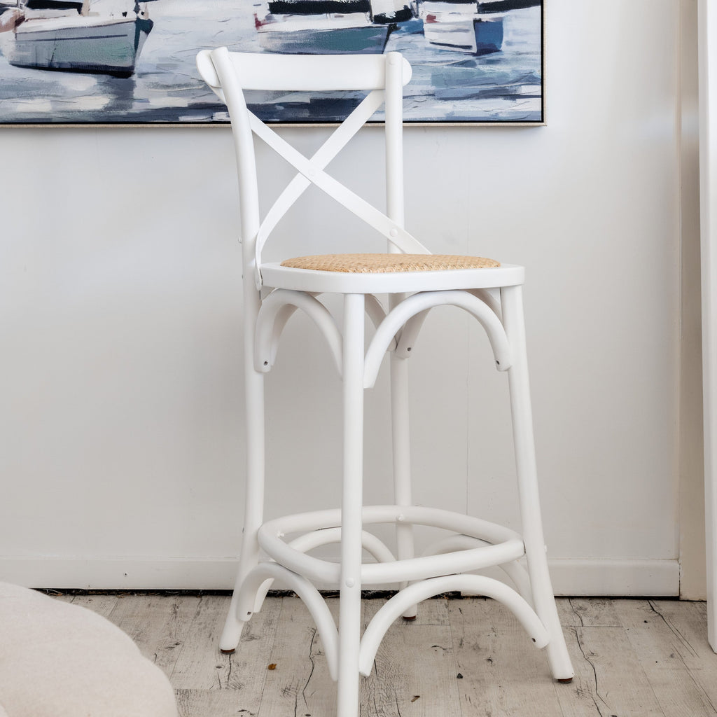 Hamptons Kitchen Stools with Backs - Chic Hamptons Stools with Backs