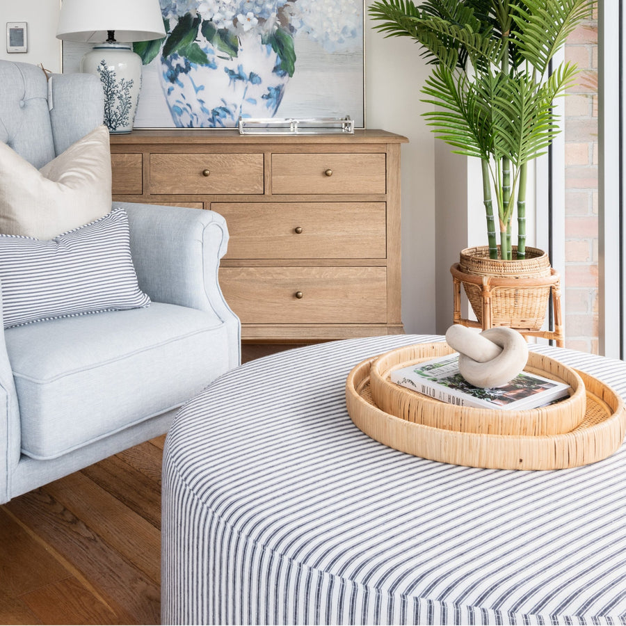 Buy Hamptons Justine Upholstered Round Large Ottoman
