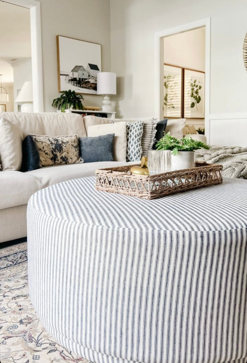 Buy Hamptons Justine Upholstered Round Large Ottoman
